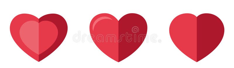Three Red Hearts. Love and Romantic Symbols. Vector Elements for ...