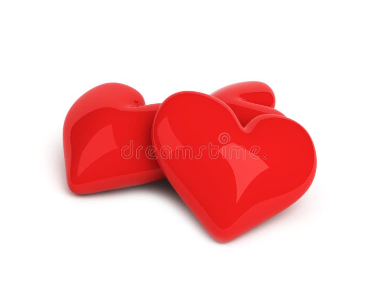 Three Red Hearts Over White Stock Illustration - Illustration of ...
