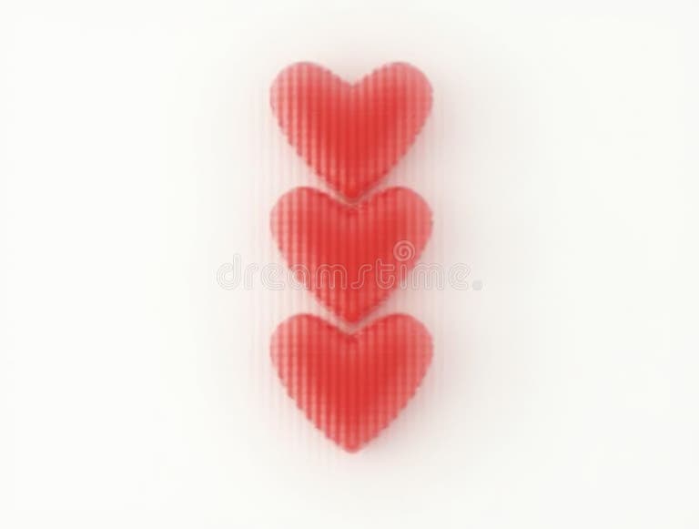 Three Red Hearts Stacked Vertically with Slight Overlap Creating Depth ...