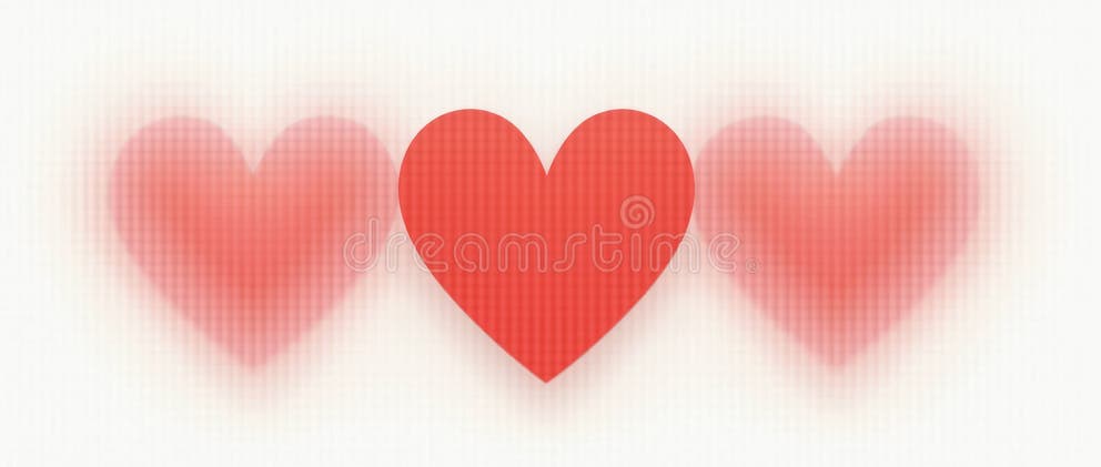 Three Red Hearts Stacked Vertically with Slight Overlap Creating Depth ...