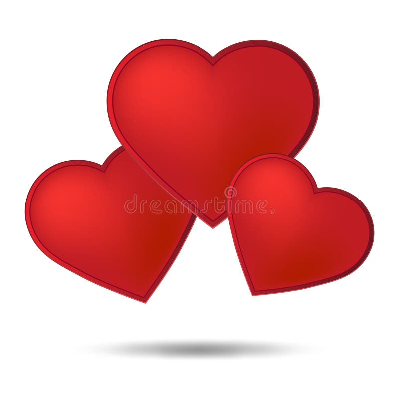 Three red hearts stock illustration. Illustration of marriage - 41100111