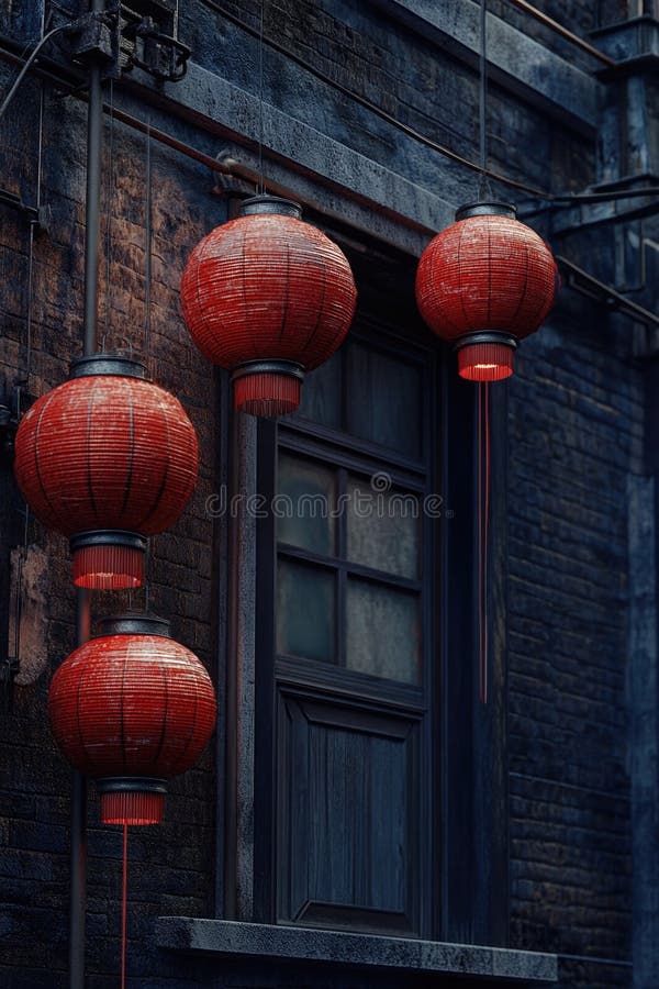 Three Red Lanterns Building Facade Stock Photos - Free & Royalty-Free ...
