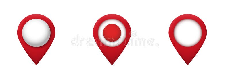 Three Red Location Markers with White and Red Circle Centers in ...