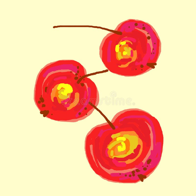Three Red Multicolored Apples on a Yellow Background Stock Vector ... Three Red Multicolored Apples on a Yellow Background Stock Vector ...
