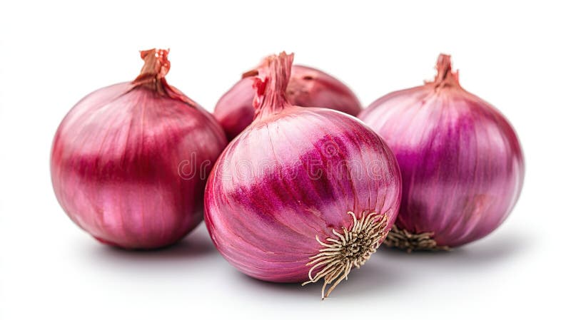 Three Red Onions on White Background Stock Illustration - Illustration ...