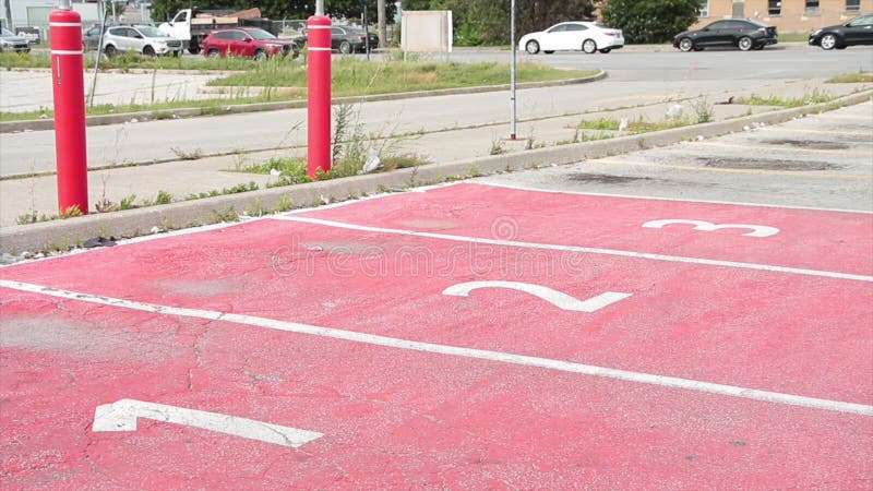 Three Red Parking Spots Spaces with Numbers 1 2 3 in Each of Them Side ...