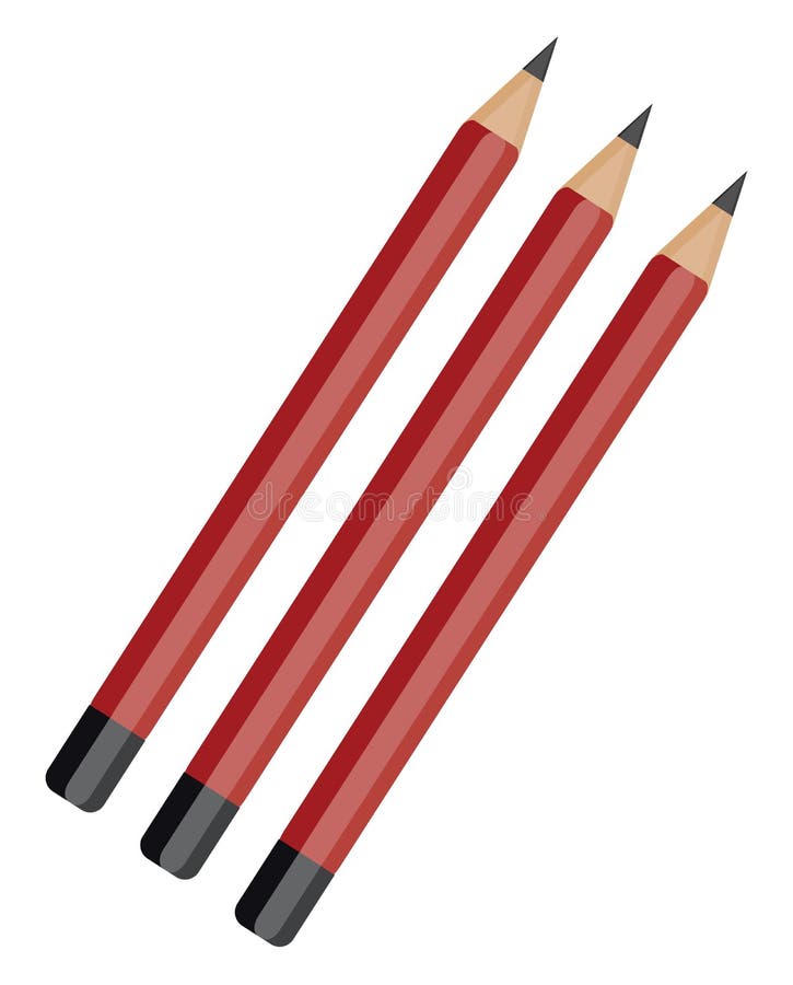 Three red pens, icon stock vector. Illustration of tool - 262388343