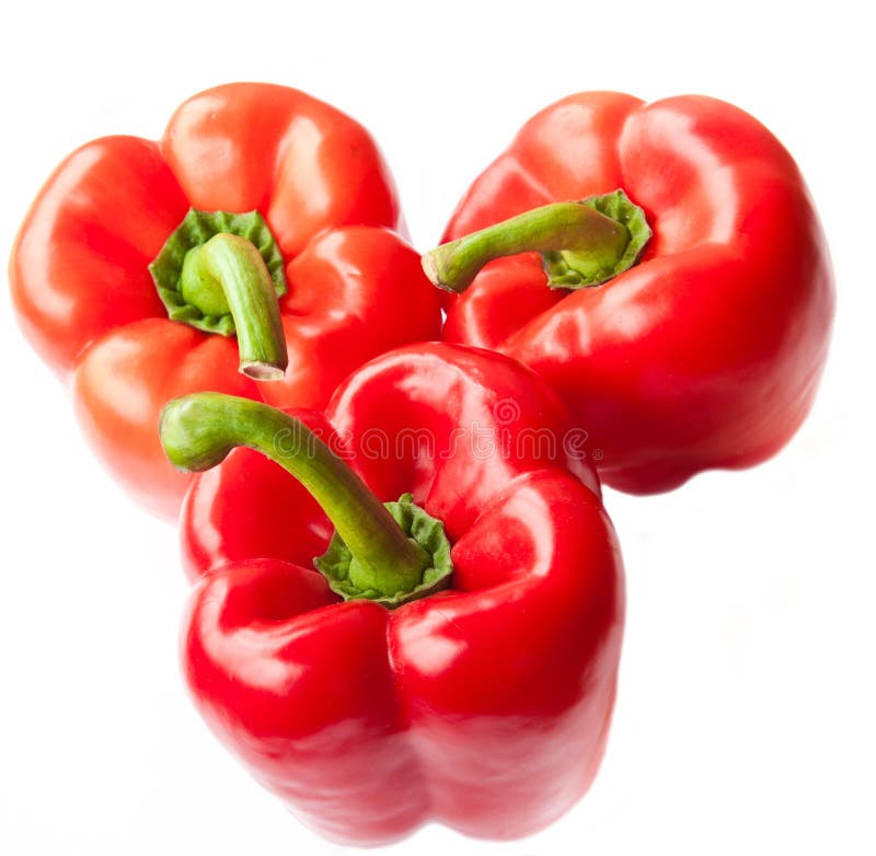 Three Red Peppers, Isolated Stock Photo - Image of nutritious, isolated ...