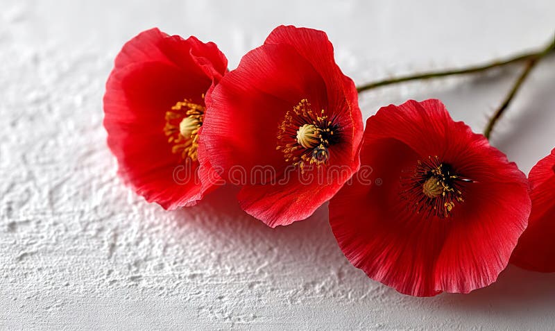 Three Red Poppies White Wall Background Stock Photos - Free & Royalty ...