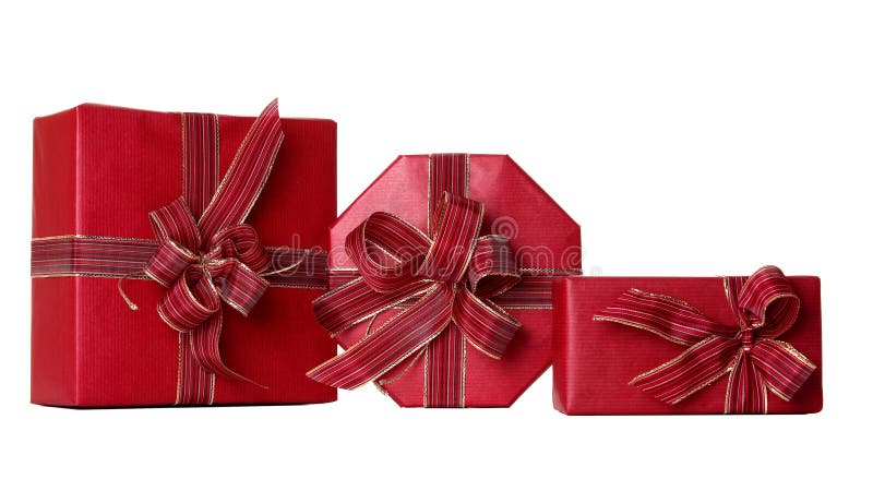 Three red presents stock image. Image of horizontal, birthday - 17548447