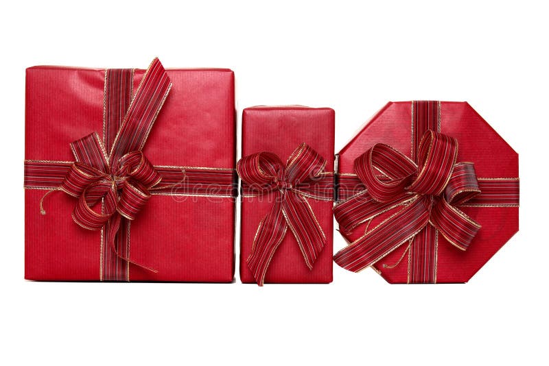 Three red presents stock image. Image of color, christmas - 17548465