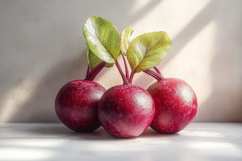 Three Red Radishes are Sitting on a White Table Stock Image - Image of ...