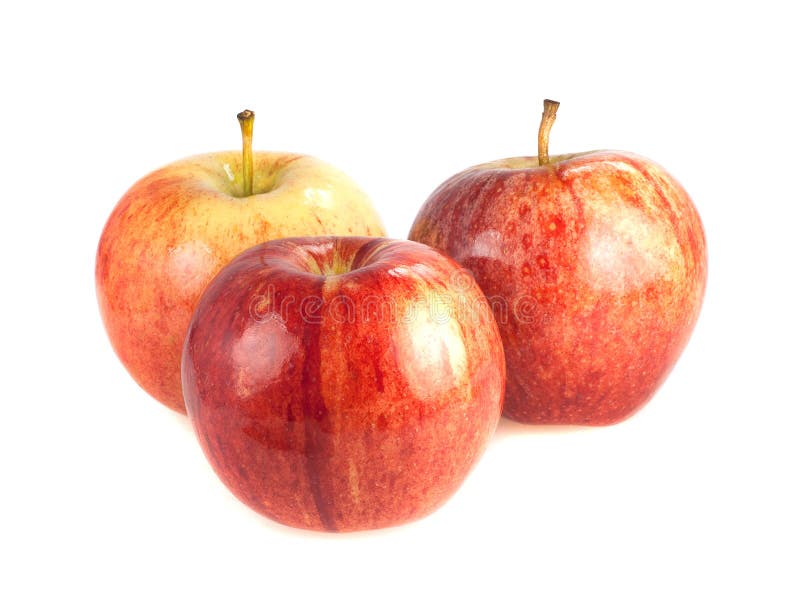 Three Red Ripe Apples on a White Background Stock Image - Image of ...