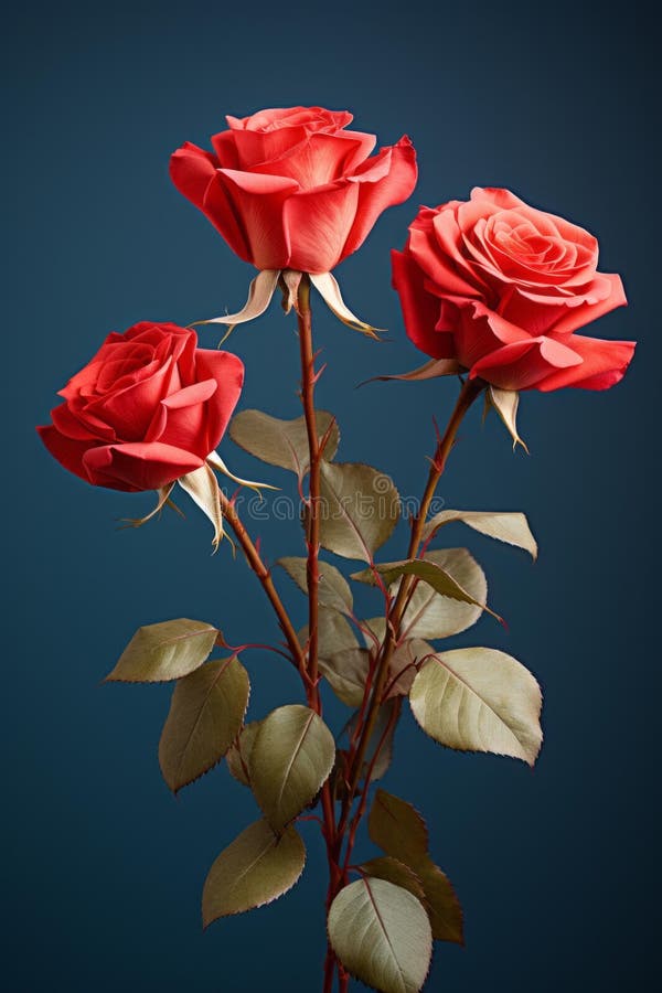 Three Red Roses Against a Dark Background Stock Illustration ...
