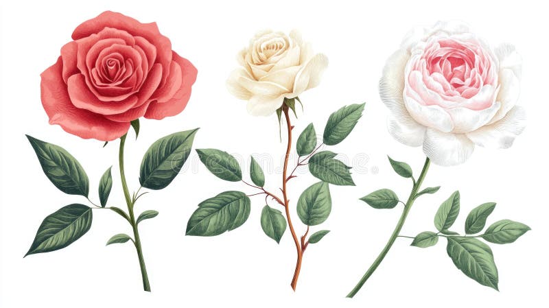 Three Red Roses Clean White Surface Stock Photos - Free & Royalty-Free ...