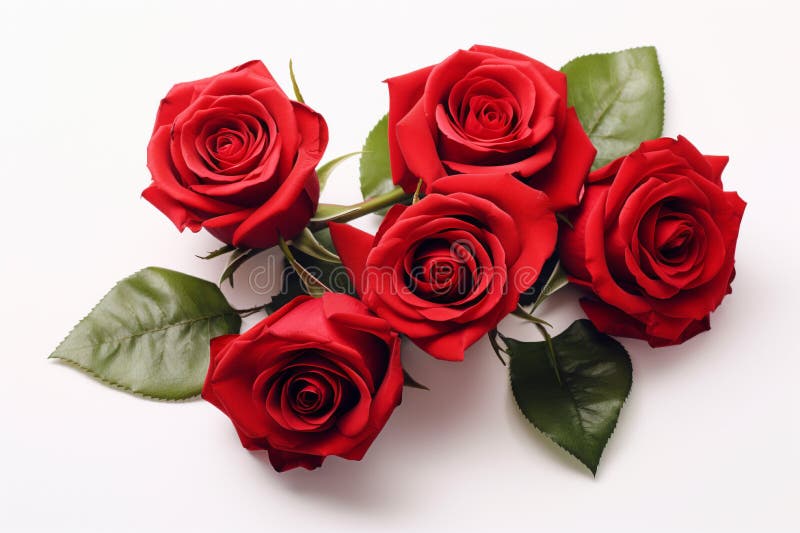 Three Red Roses Isolated on White Background. Close-up Image Stock ...