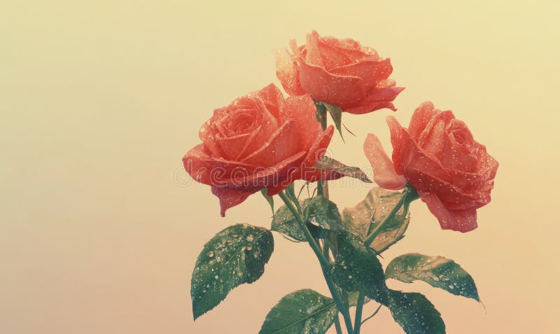 Three Red Roses are in a Vase Stock Photo - Image of summer, white ...