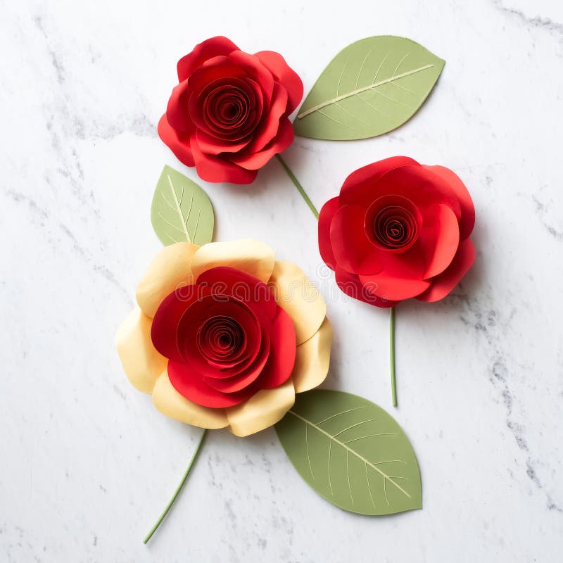 Three Red Roses are on a White Marble Surface Stock Photo - Image of ...