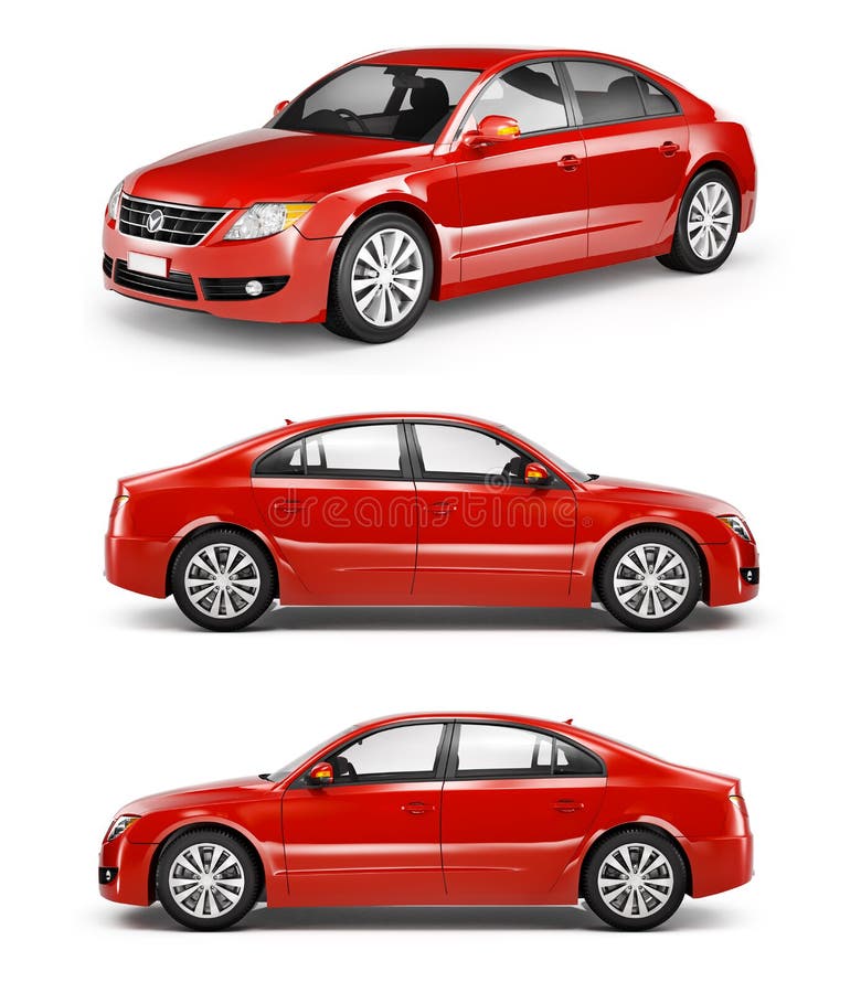 Three Red Sedans in a Row stock illustration. Illustration of ...