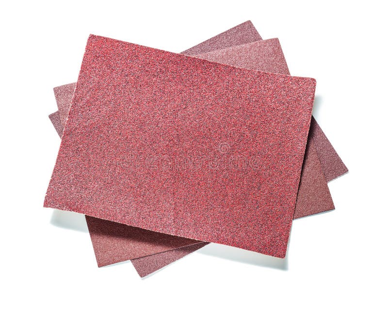 Three Red Sheet of Abrasive Paper Isolated on White Stock Photo - Image ...