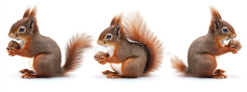 The Three Red Squirrels are Standing in Different Poses Stock Photo ...