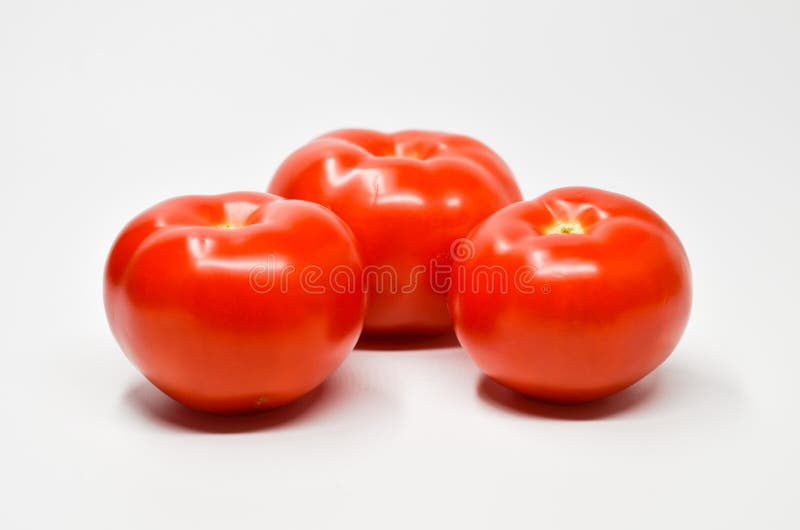 Three Red Tomatoes on a White Background Stock Image - Image of healthy ...