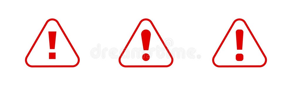 Three Red Warning Signs with Exclamation Marks Stock Vector ...