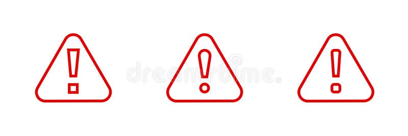 Three Red Warning Signs in Triangular Shapes Stock Vector ...