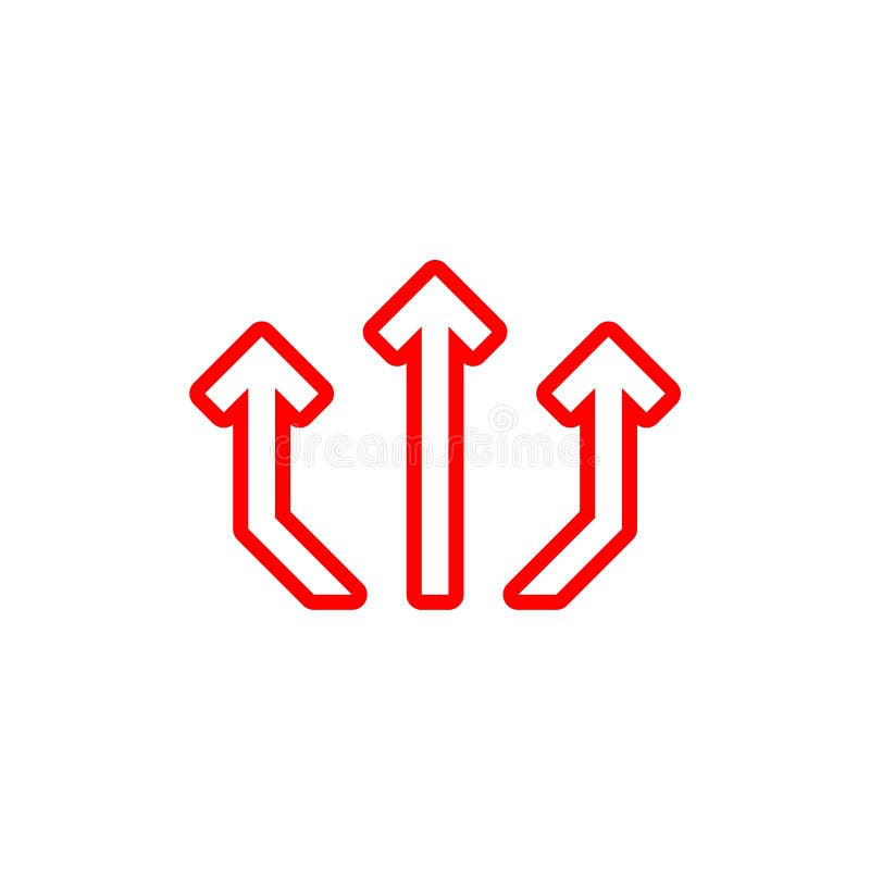 Three Red Way Direction Arrow Icon Isolated On White Background Triple
