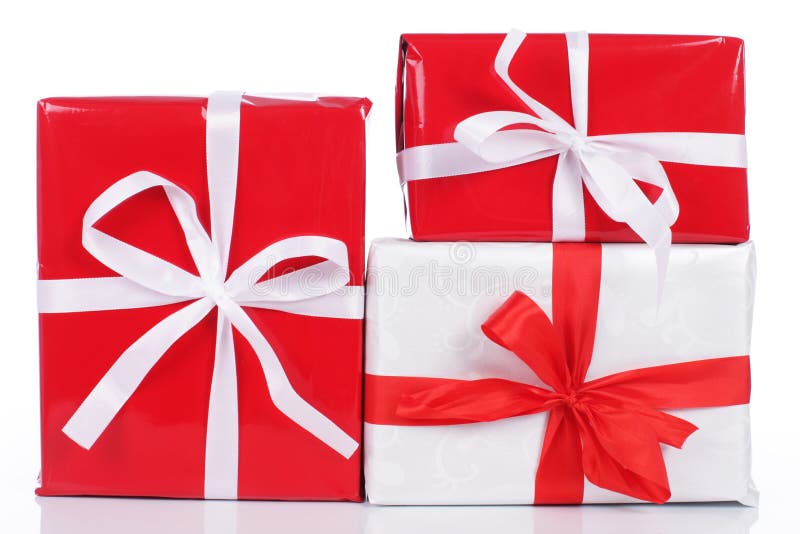 Three Red and White Gift Boxes Stock Image - Image of gift, white: 47687493