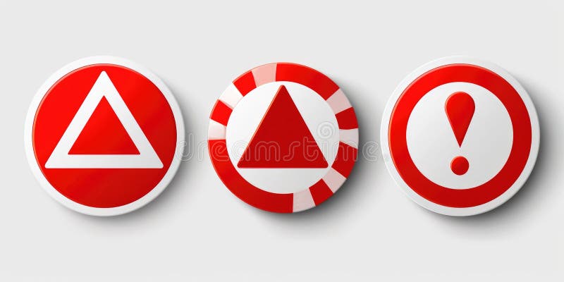 Three Red and White Symbols, One of Which is a Triangle, are Shown in a ...