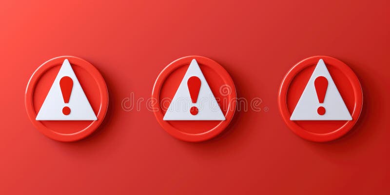 Three Red and White Warning Signs are Displayed on a Red Background ...