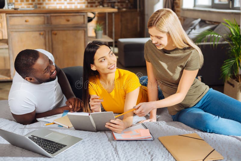 Optimistic Three Colleagues Aiming At Success Stock Image - Image of ...