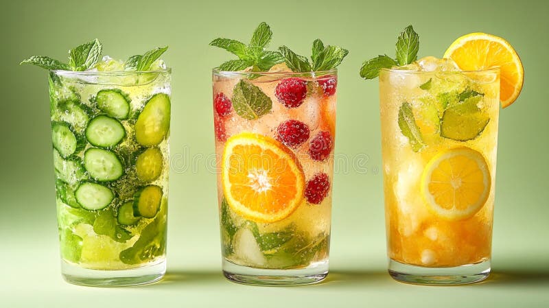 Three Refreshing Fruit-infused Drinks with Cucumber, Raspberry, Orange ...