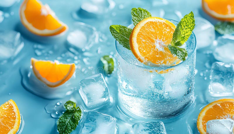 Three Refreshing Glasses of Iced Lemonade Sit on a Blue Background ...
