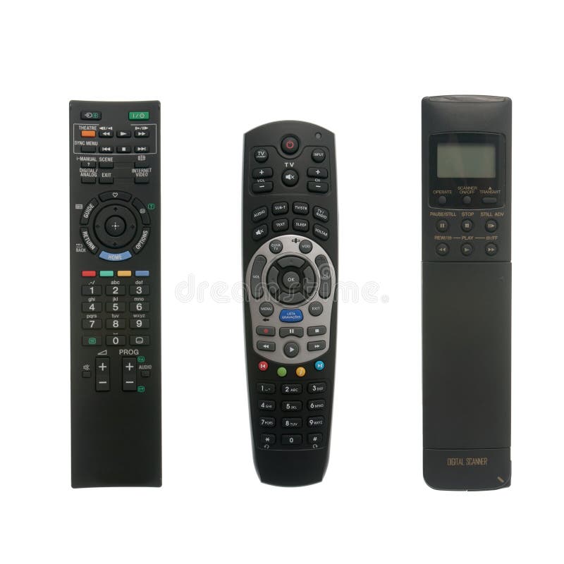 Three Remote Control Devices Stock Photo - Image of black, electronic ...
