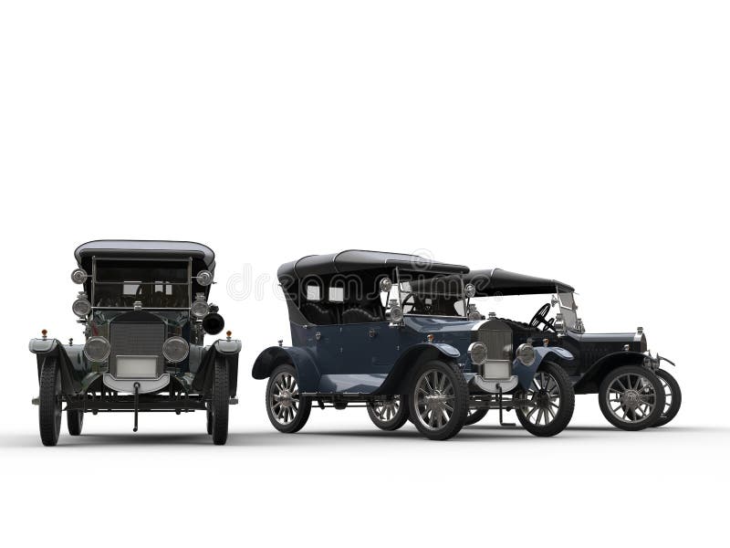 Three Restored Vintage Cars Side by Side Stock Illustration ...