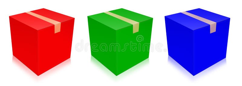 Three RGB Shipping Box Blank Template Red, Green and Blue for ...