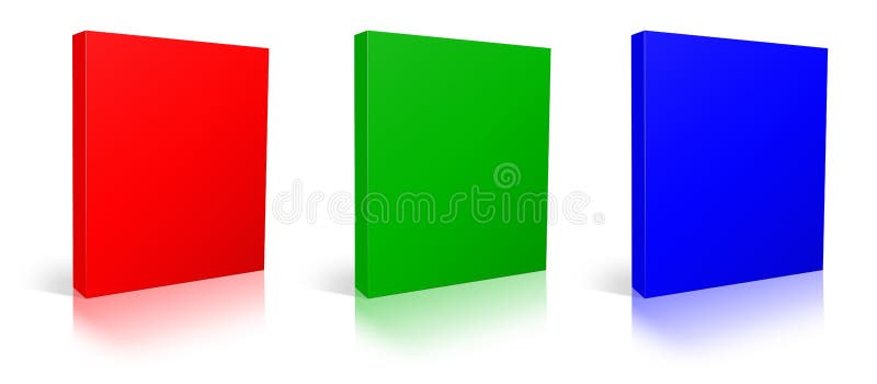Three RGB Software Boxes Blank Template Red, Green and Blue for ...