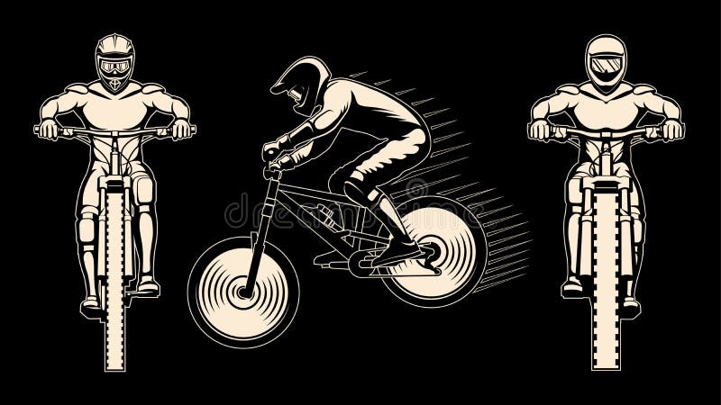 Three Riders Isolated on Black. Stock Vector - Illustration of rider ...