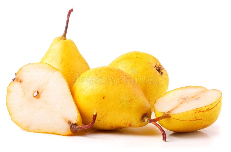 Three Ripe Fresh Yellow Pears Isolated on White Background Stock Photo ...