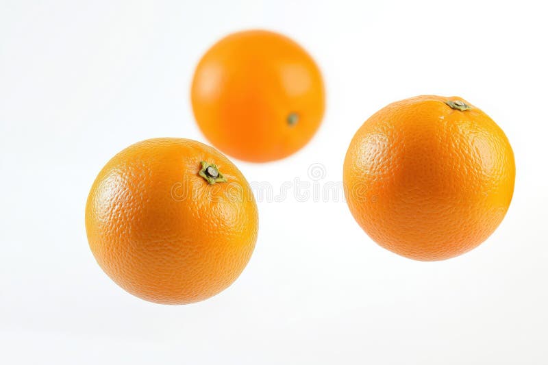 Three Ripe Oranges Floating on White Background Stock Illustration ...