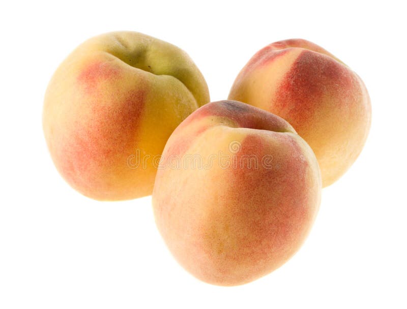 Three Ripe Peaches Isolated Stock Photo - Image of sweet, yellow: 11126548