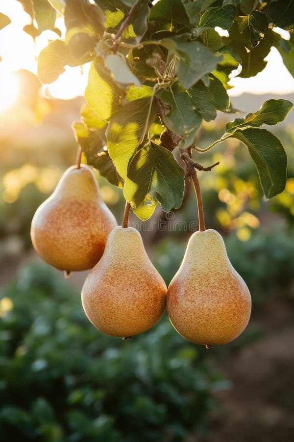 Ai Generated Golden Pears Tree Branch Sunset Stock Photos - Free ...