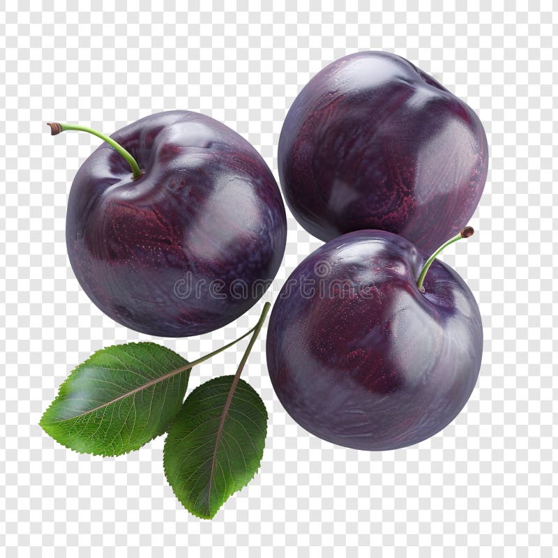 Three Plums and Leaves stock illustration. Illustration of blue - 336324751