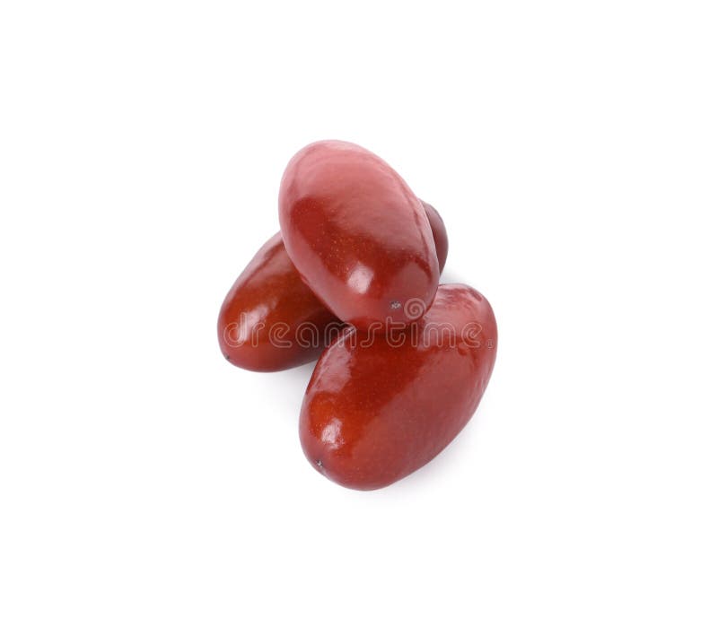 Three Ripe Red Dates on White Background Stock Image - Image of snack ...