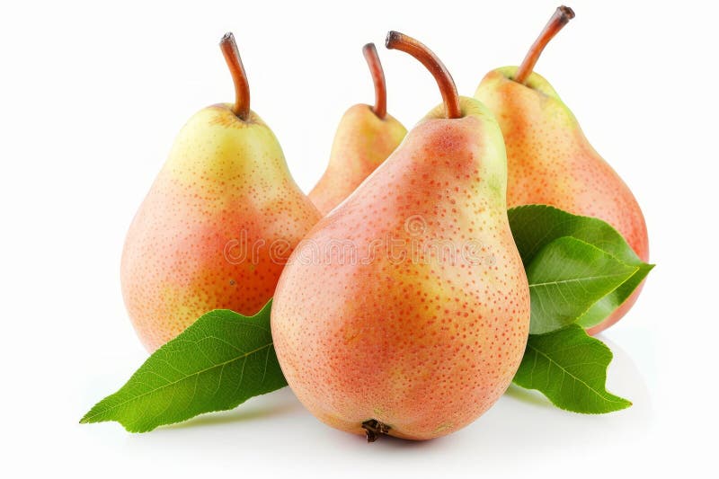 Three Ripe Red Pears on White Background. Neural Network AI Generated ...