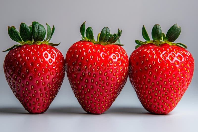 Three Ripe Strawberries are Shown in Three Different Positions Stock ...