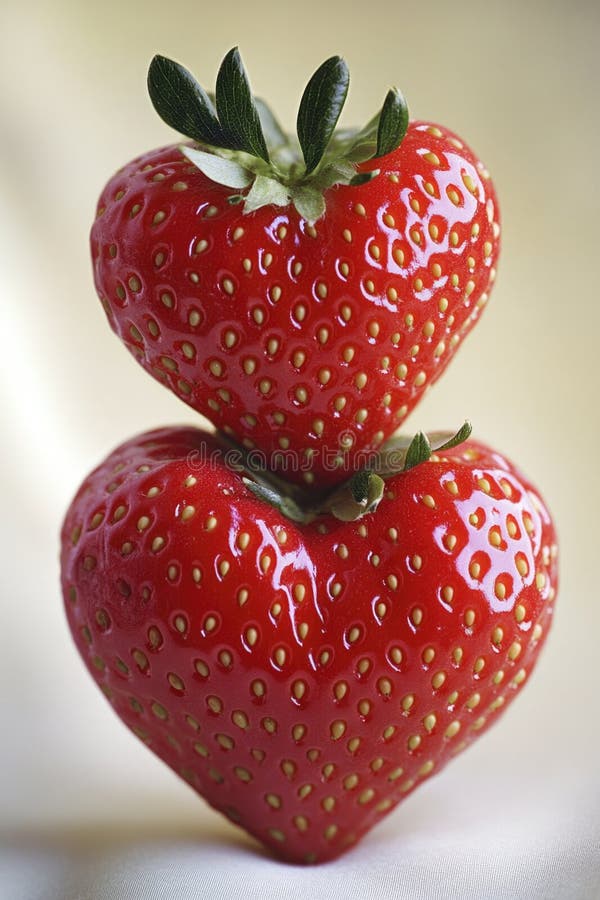 Three Ripe Strawberries Stacked on Top of Each Other Stock Image ...