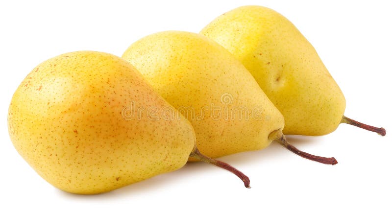 Three Ripe Yellow Pears Isolated on White Background Stock Photo ...